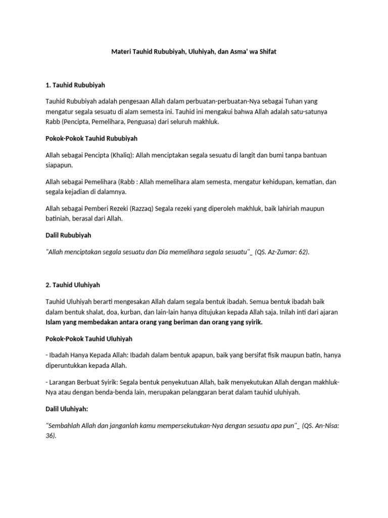 Materi Tauhid Rububiyah | PDF