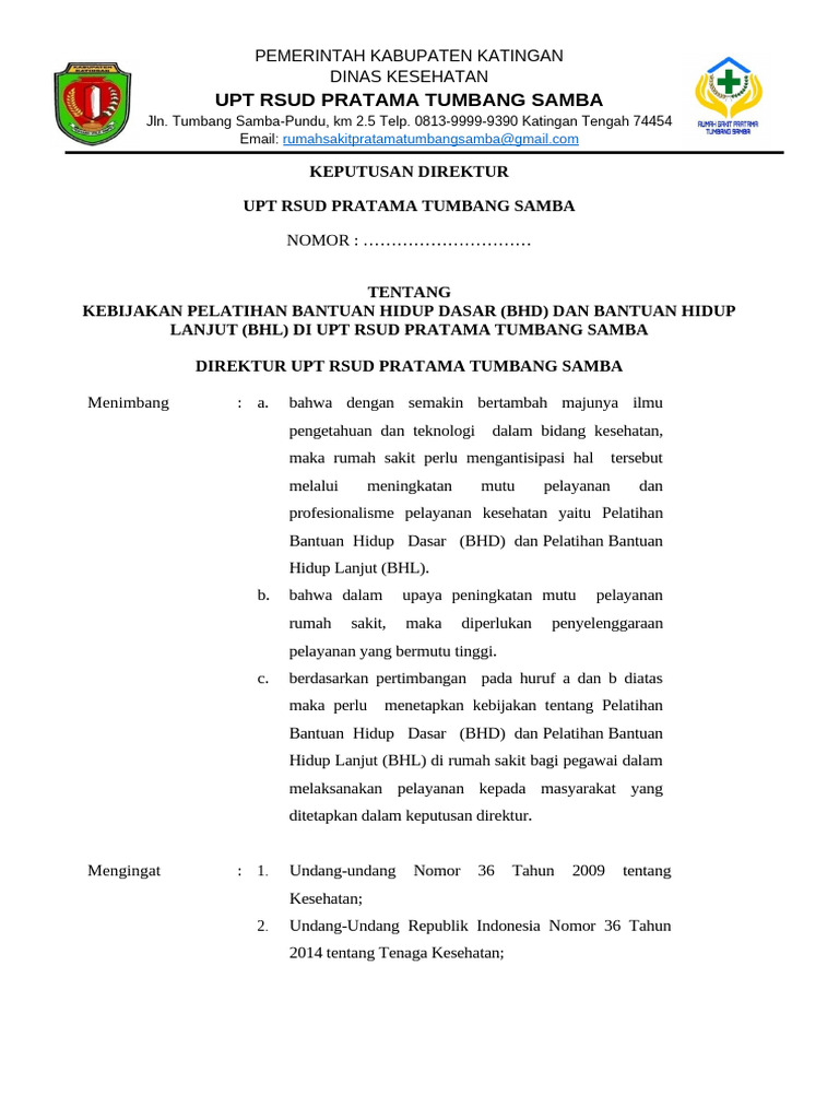 SK Pemberlakuan Panduan BHL | PDF