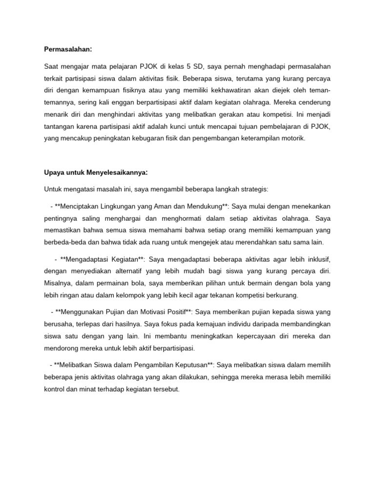 Contoh Studi Kasus Pjok | PDF