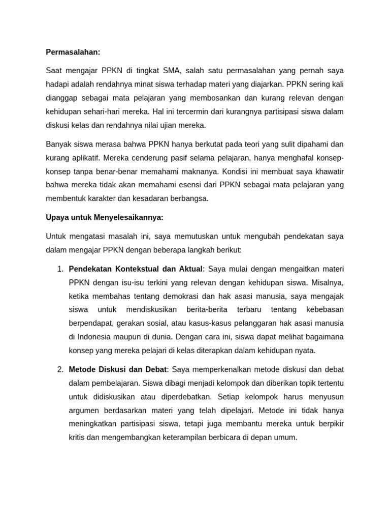 Contoh Studi Kasus - PPKN Sma | PDF