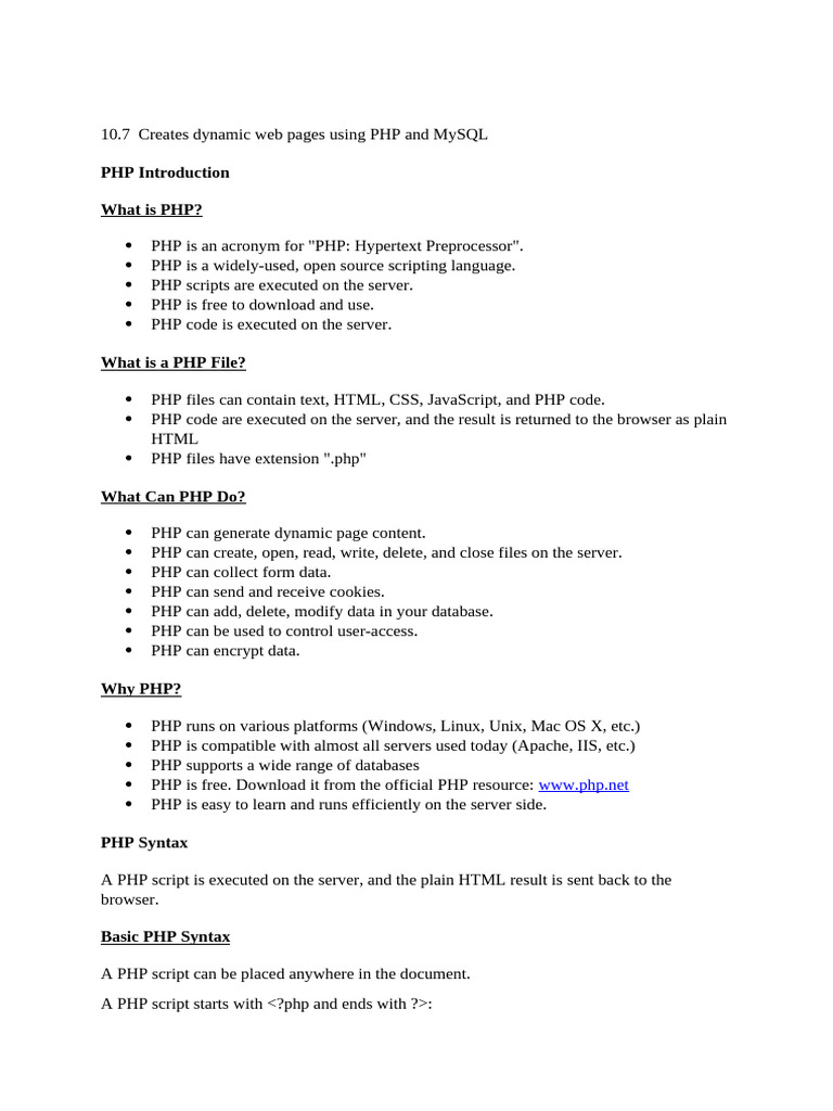 HTML Part 5 PHP | PDF