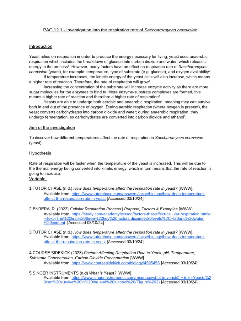 Biology A-Level - PAG 12.1 | PDF