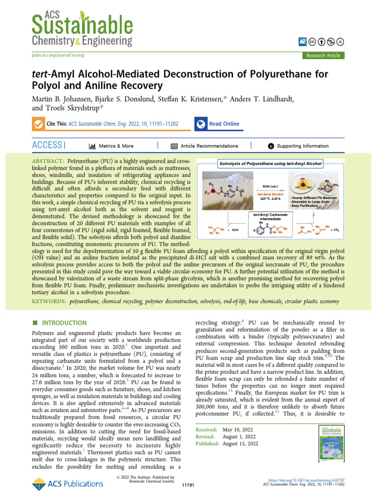 Johansen Et Al 2022 Tert Amyl Alcohol Mediated Deconstruction of ...