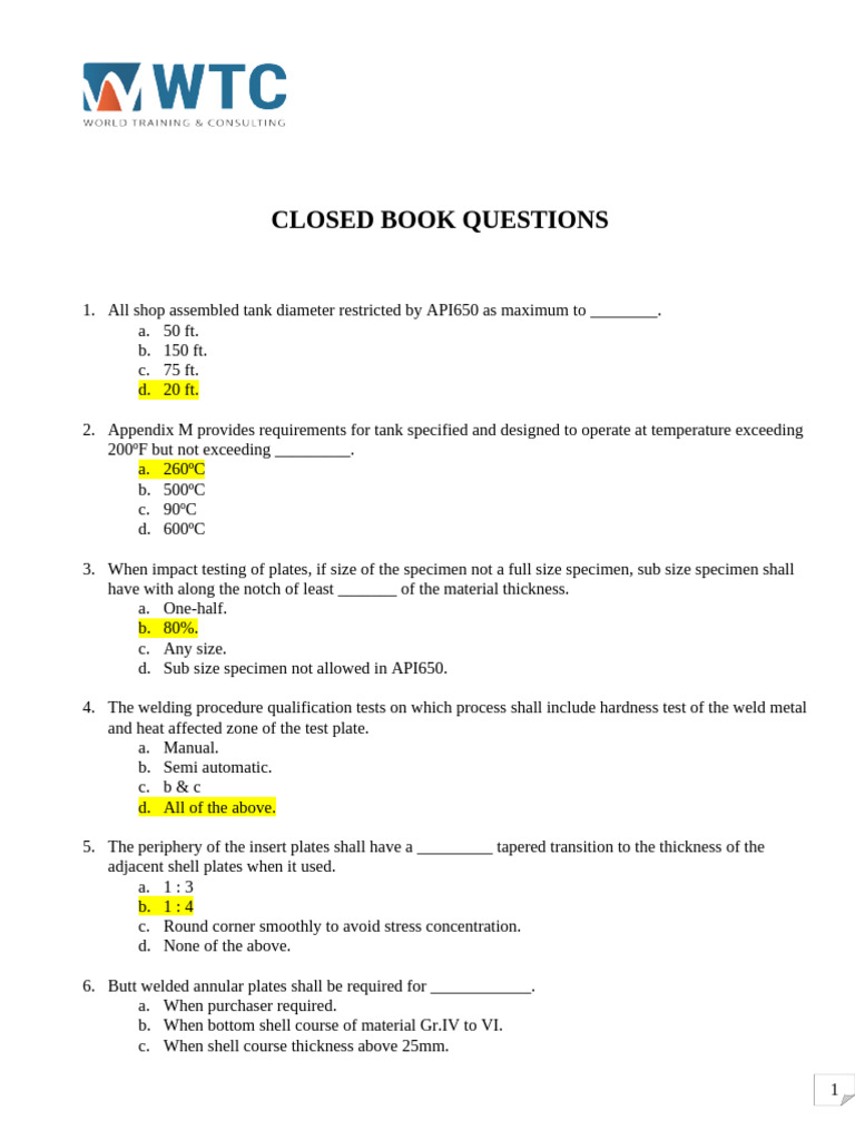 Closed Book Questions | PDF