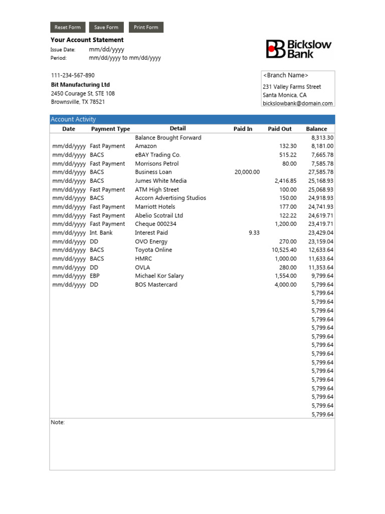 Bank Statement Template 2 TemplateLab (1) | PDF