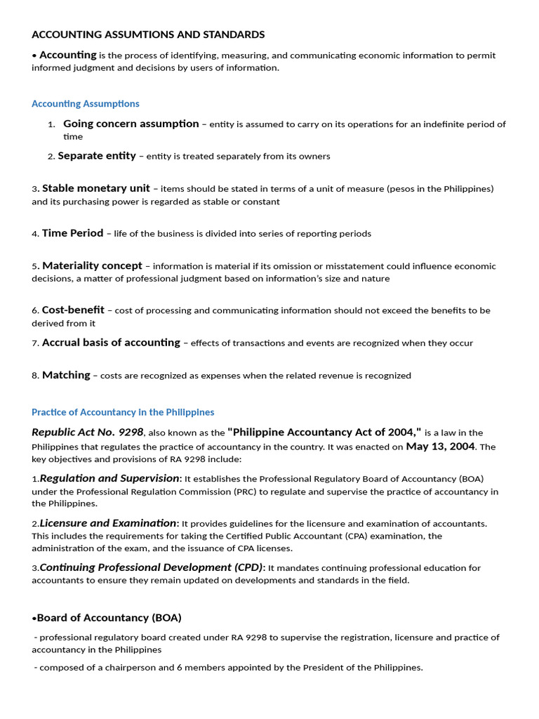Accounting Assumtions and Standards | PDF | International Financial ...