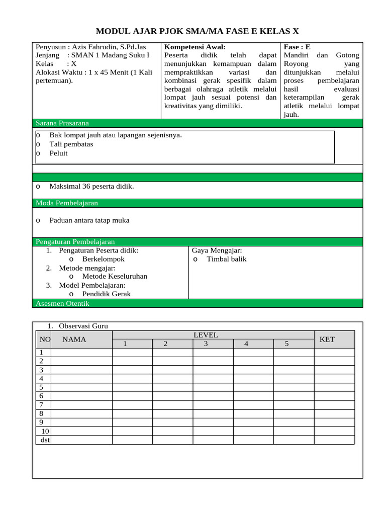 07 Modul Ajar Lompat Jauh - Supervisi | PDF