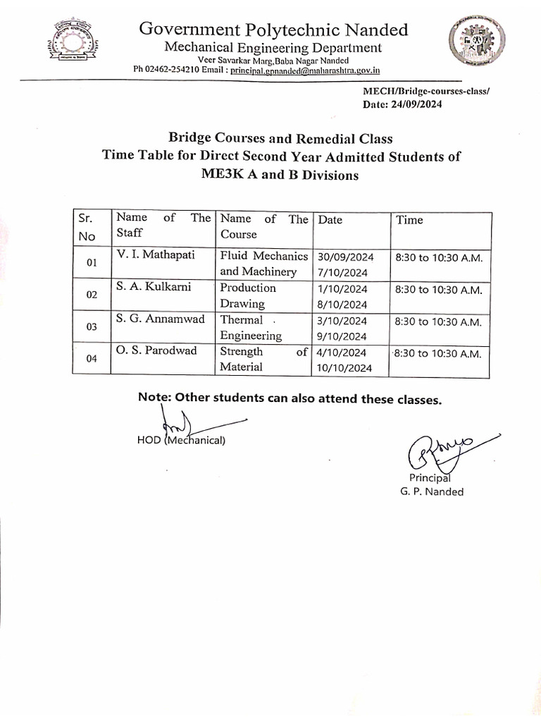 DSD Students - Bridge Course Timetable 2024 | PDF