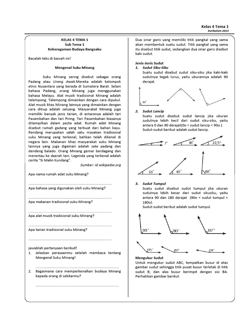 Kelas 4 Tema 1 | PDF