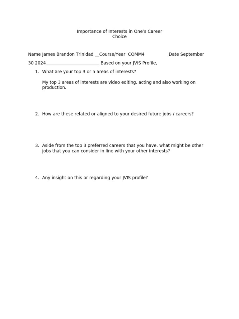 Week 3 Reflection - Importance of Interests in Choosing A Career ...