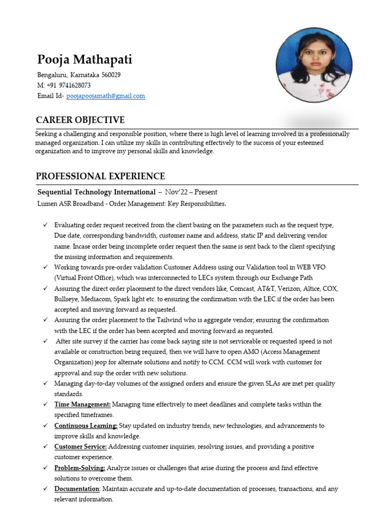 Pooja N - Resume | PDF