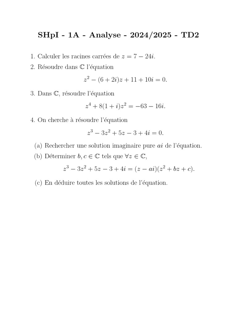 1A Analyse TD2 2024 25 Soluce | PDF