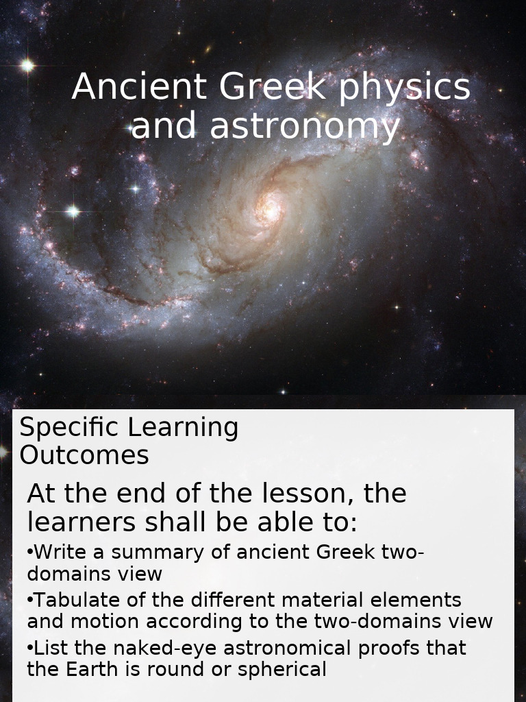 Ancient Greek Physics and Astronomy | PDF
