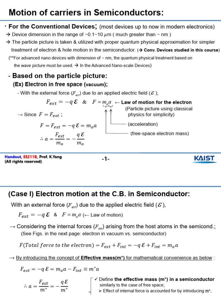 (EE211B) - Handout (Ch3-2) - Prof.K.Yang | PDF | Electron | Electron Hole