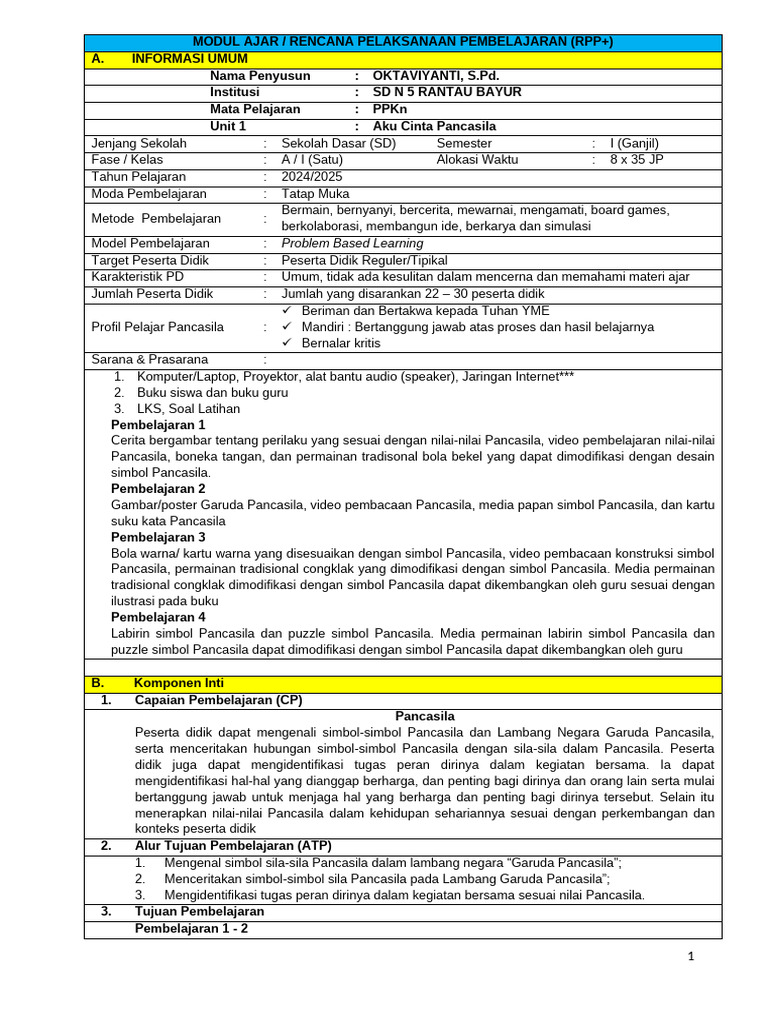 Modul PPKN KLS I SMS 1 | PDF
