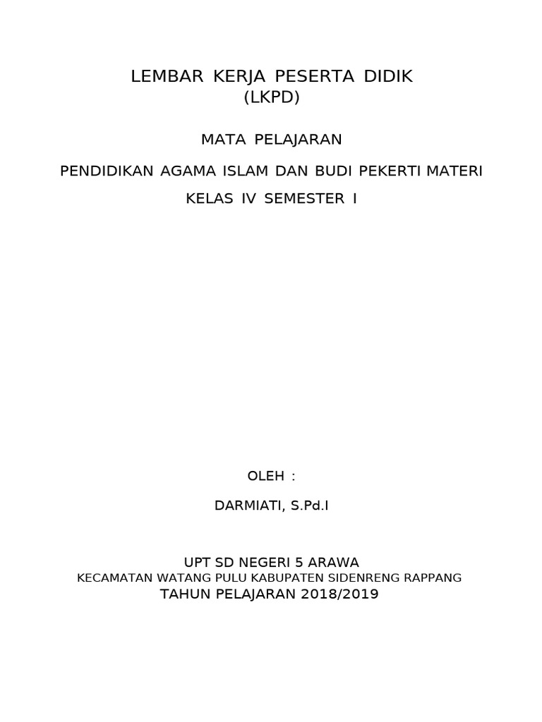 PDF Contoh LKPD Pai Untuk PPG | PDF