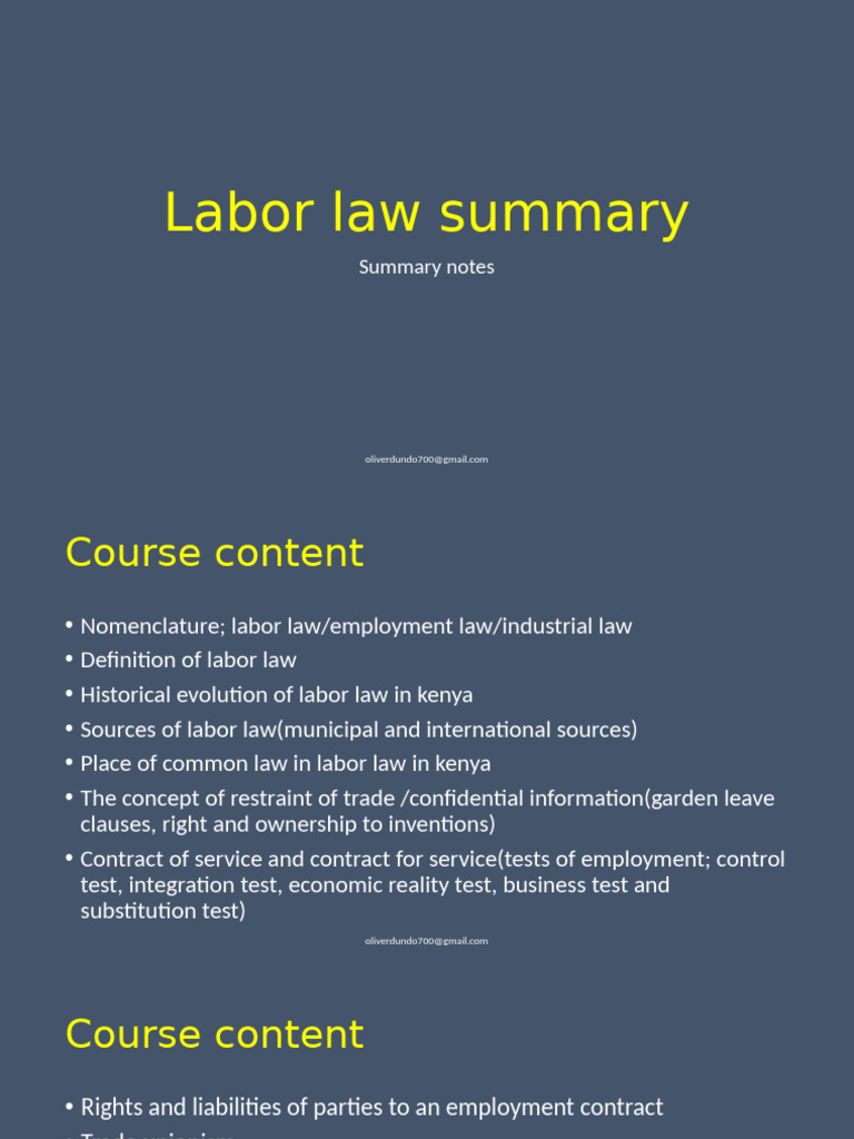 Labor Law Summary | PDF