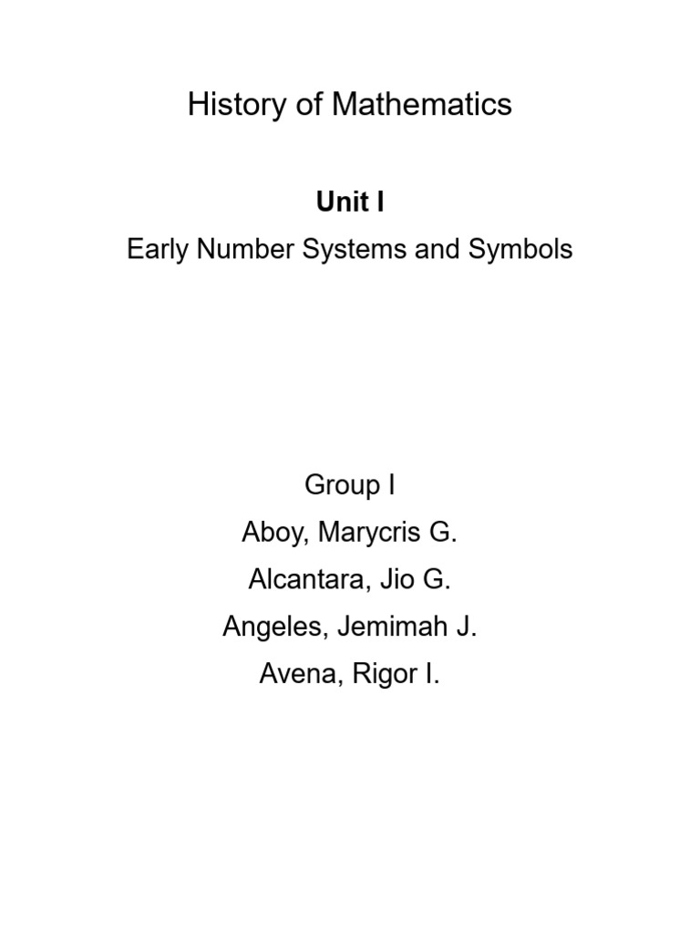 HOM-Group-I-Early_Number_Systems_and_Symbols | PDF