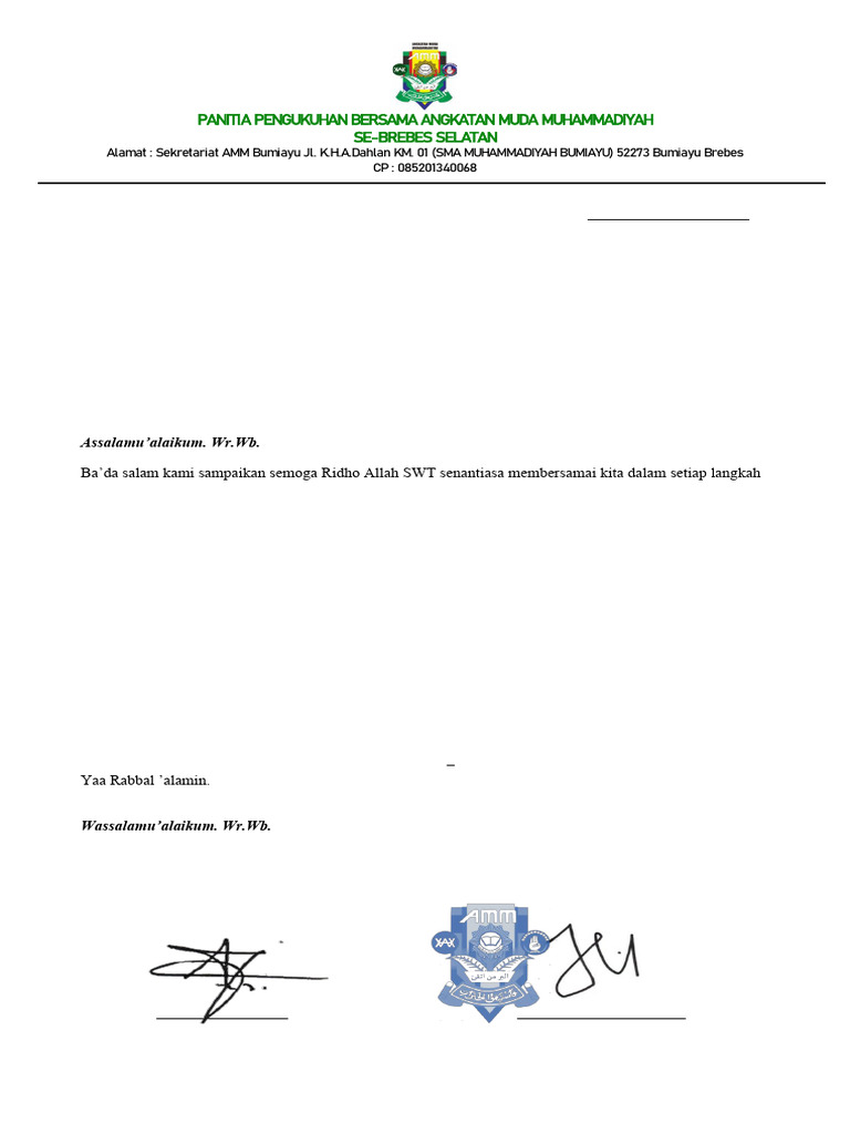 Surat Undangan PCM, PCA, PCPM Lama, PCNA Lama, MPKSDI Cabang, PR IPM ...