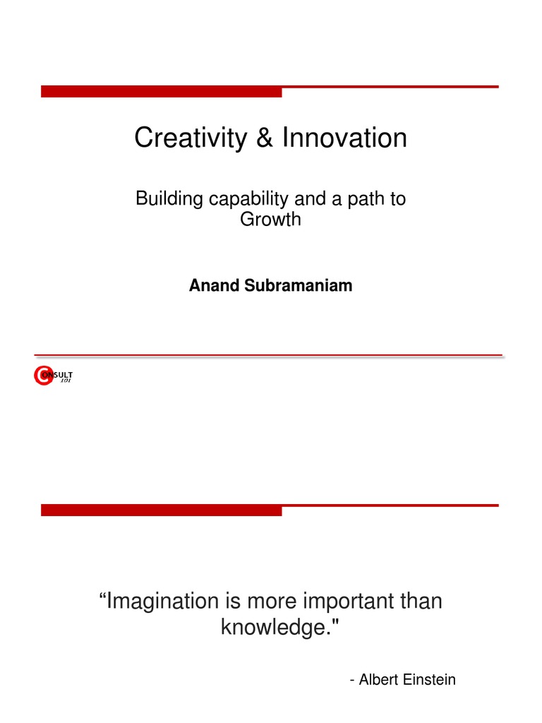 Creativity & Innovation: Building Capability and A Path To Growth ...