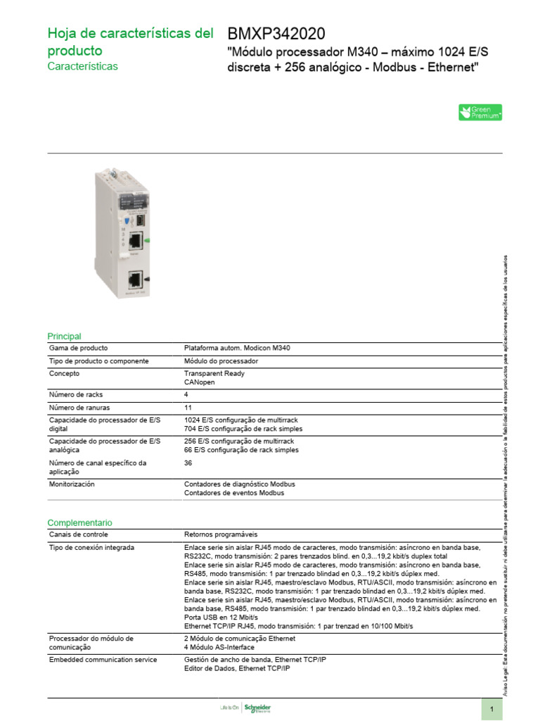 Modicon M340 - BMXP342020 | PDF