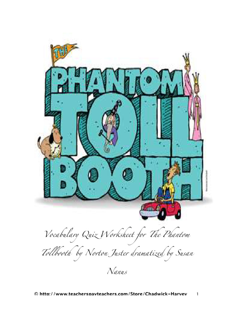 The Phantom Tollbooth: Vocabulary Quiz Worksheet For by Norton Juster ...