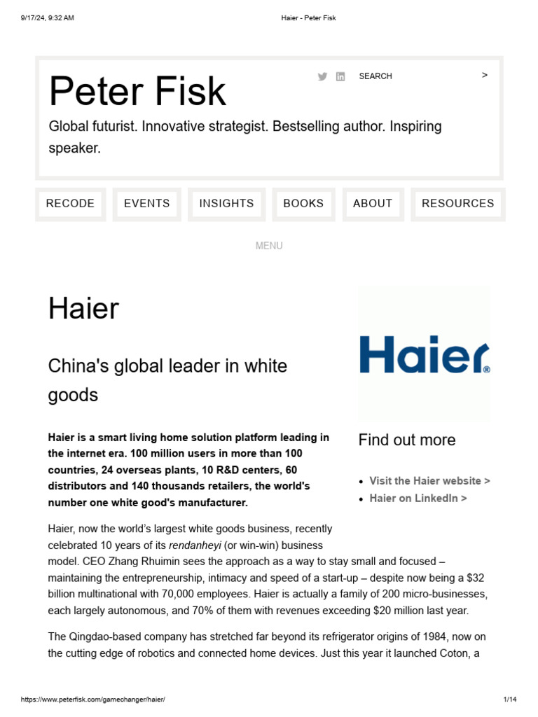 Haier - Peter Fisk | PDF