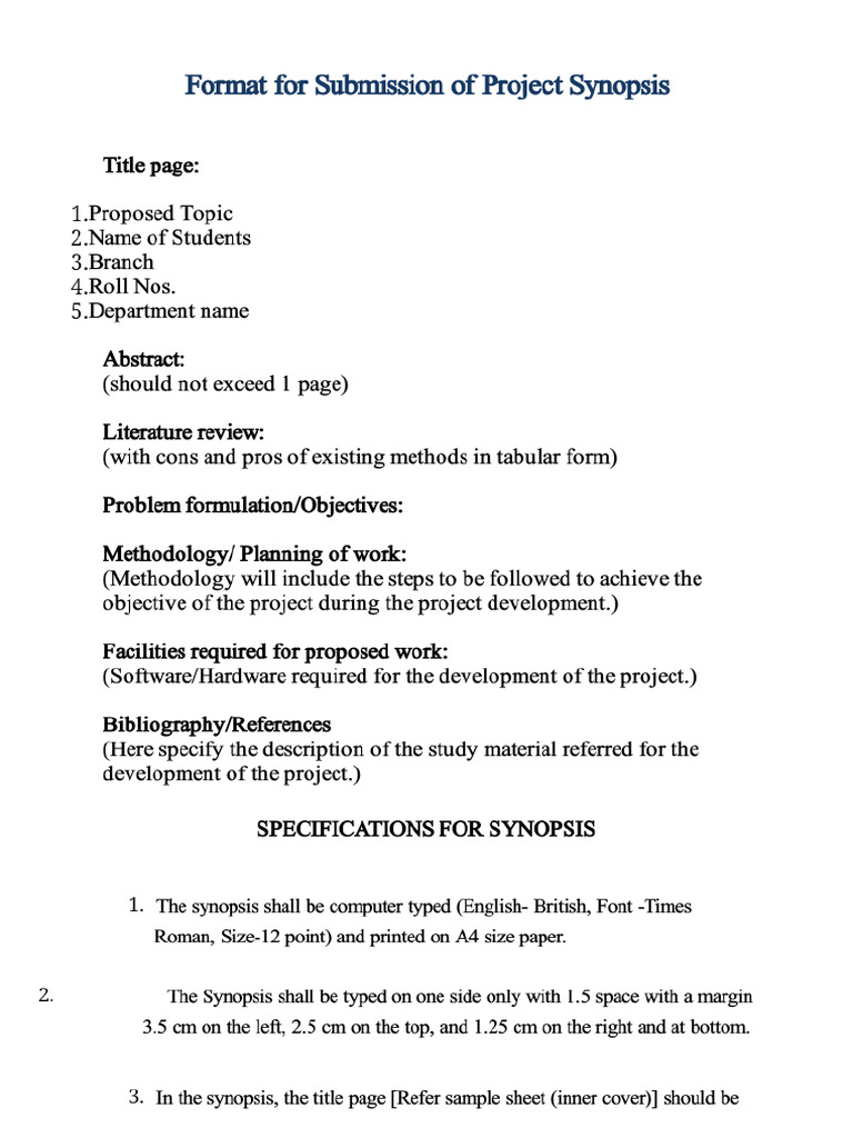 Synopsis Format | PDF