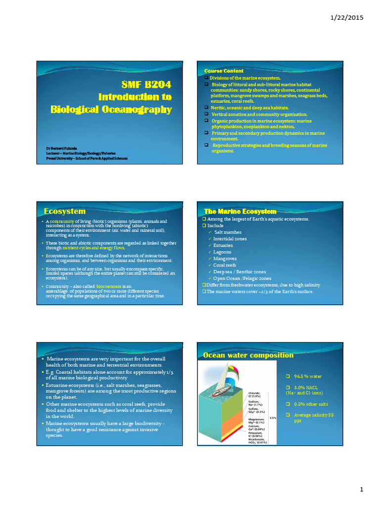 MGE B305 - Introduction To Biological Oceanography 3 | PDF