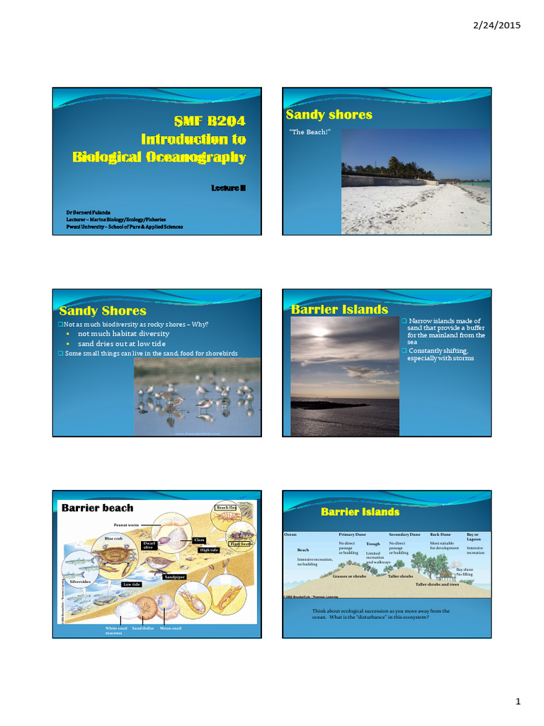 MGE B305 - Introduction To Biological Oceanography Lecture 2 | PDF