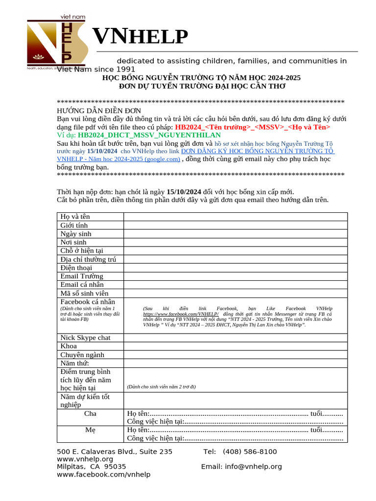 Don Xin Du Tuyen Hoc Bong NTT - CP Mi | PDF