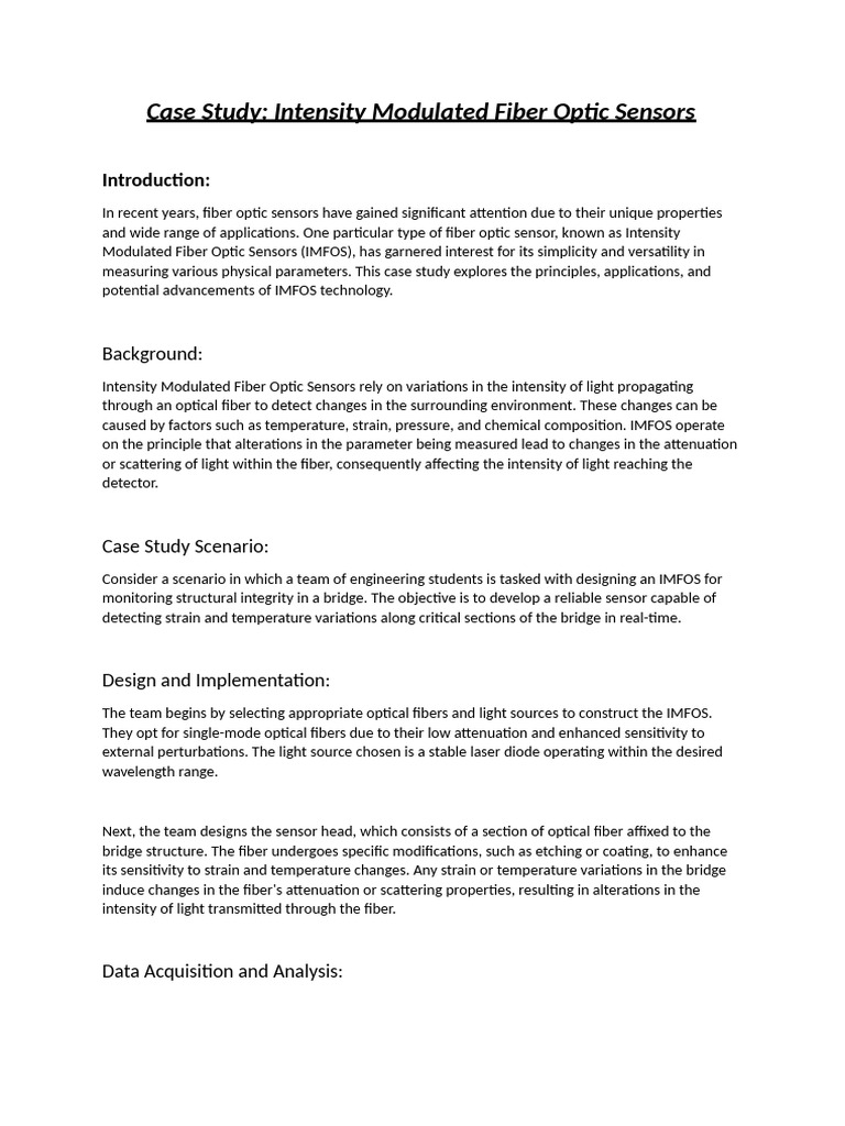Case Study: Intensity Modulated Fiber Optic Sensors: Background | PDF