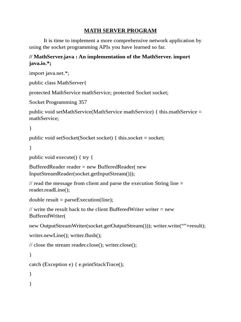 Math Server Program | PDF