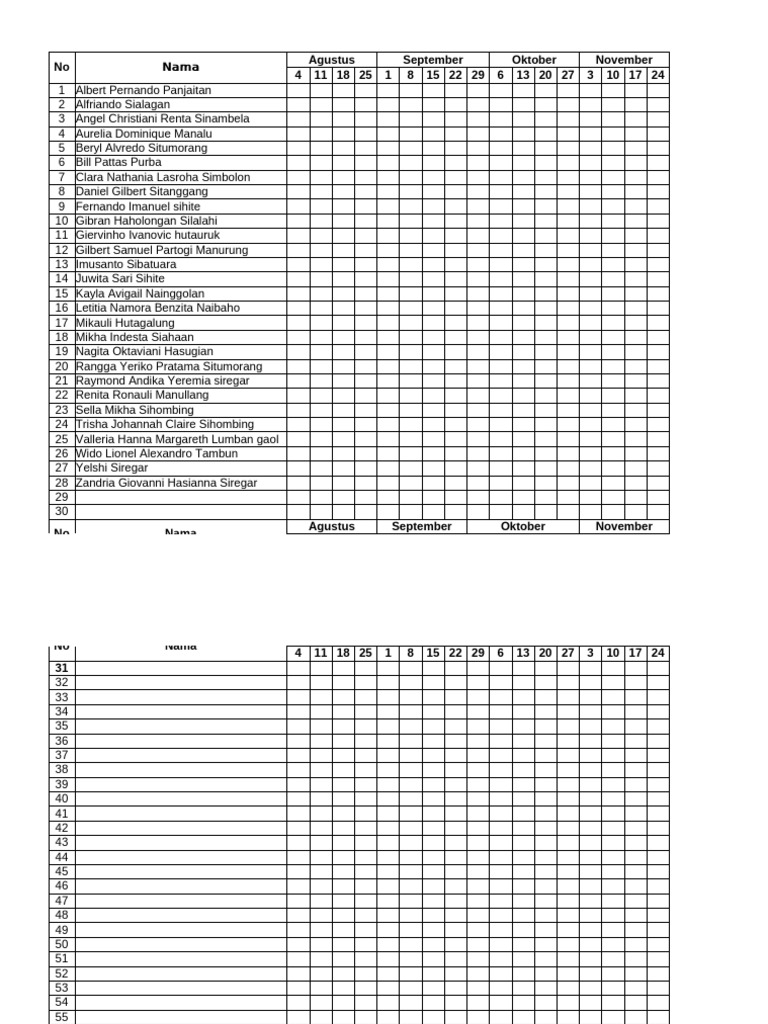 Absensi Kelas 4&5 | PDF