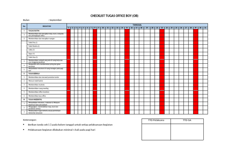 CHECKLIST_TUGAS_OB | PDF