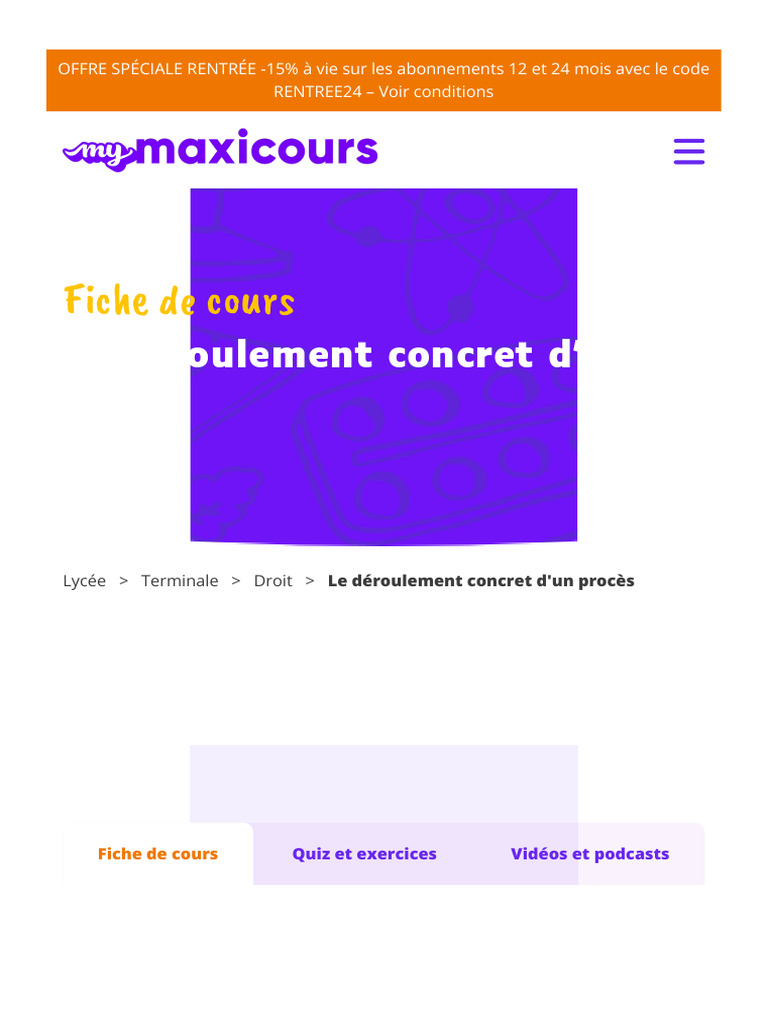 Le Déroulement Concret D'un Procès - MyMaxicours | PDF