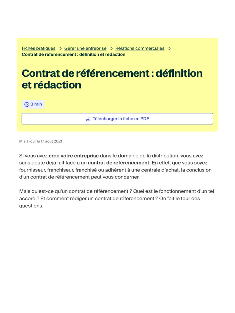Contrat de Référencement - Définition Et Rédaction | PDF