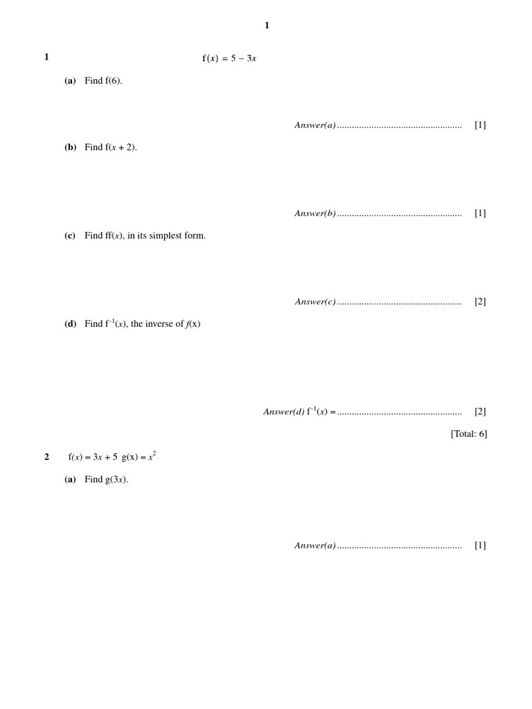 Functions Worksheet 2 | PDF