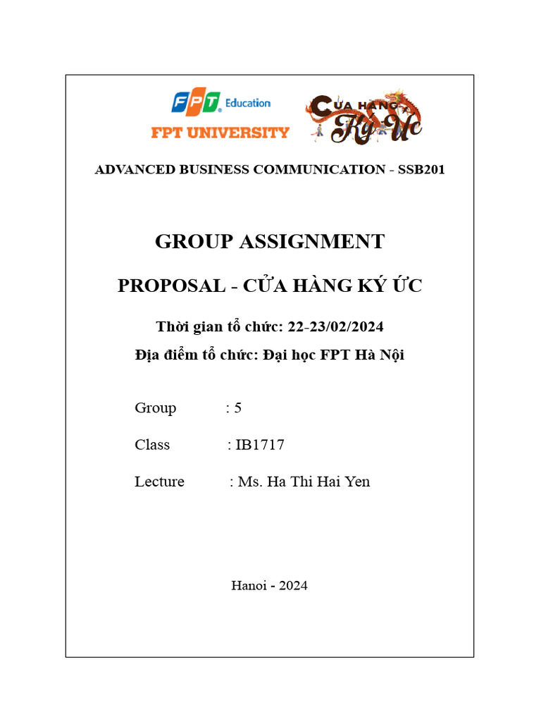 IB1717 - SSB201 - C A Hàng Ký C Proposal | PDF