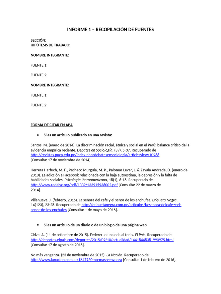 Modelo de Entrega de Informe 1 | PDF