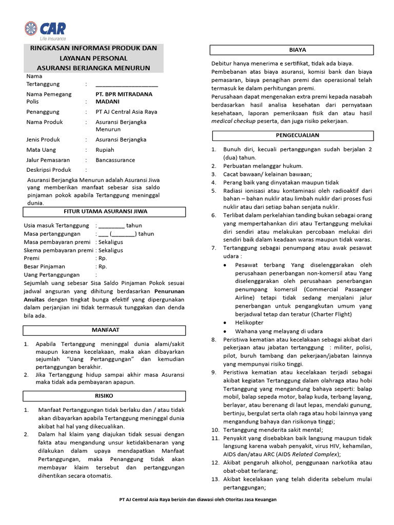 FORM RIPLAY_BPR MITRADANA MADANI_OK | PDF