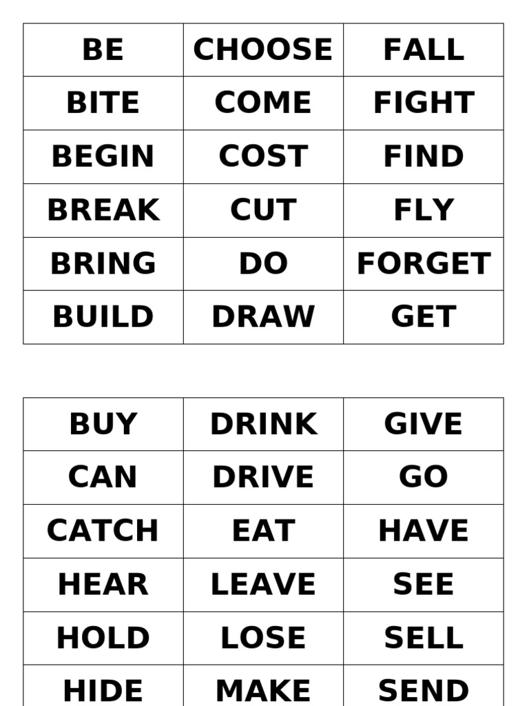 Memory Irregular Verbs | PDF