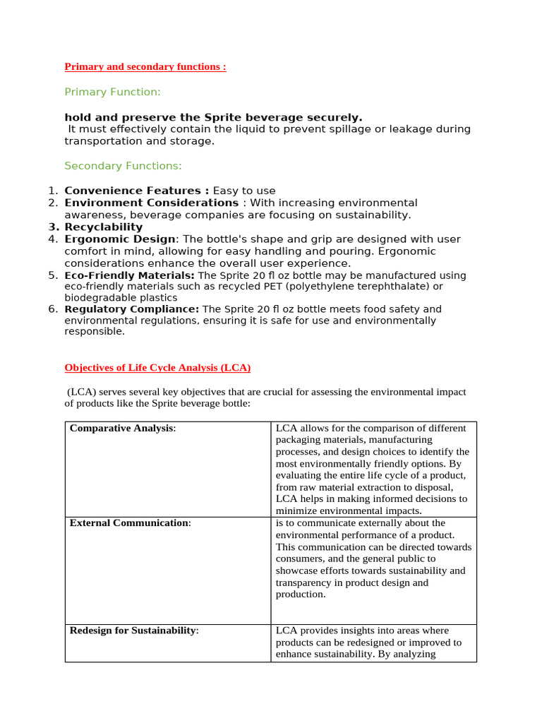 Objectives of Life Cycle Analysis | PDF