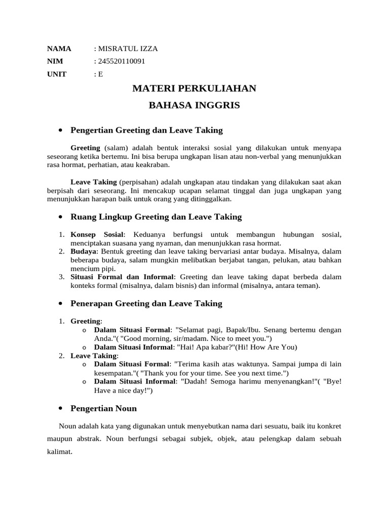 Materi Bahasa Inggris 2 | PDF