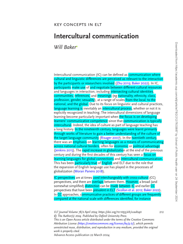 Baker Intercultural Communication | PDF