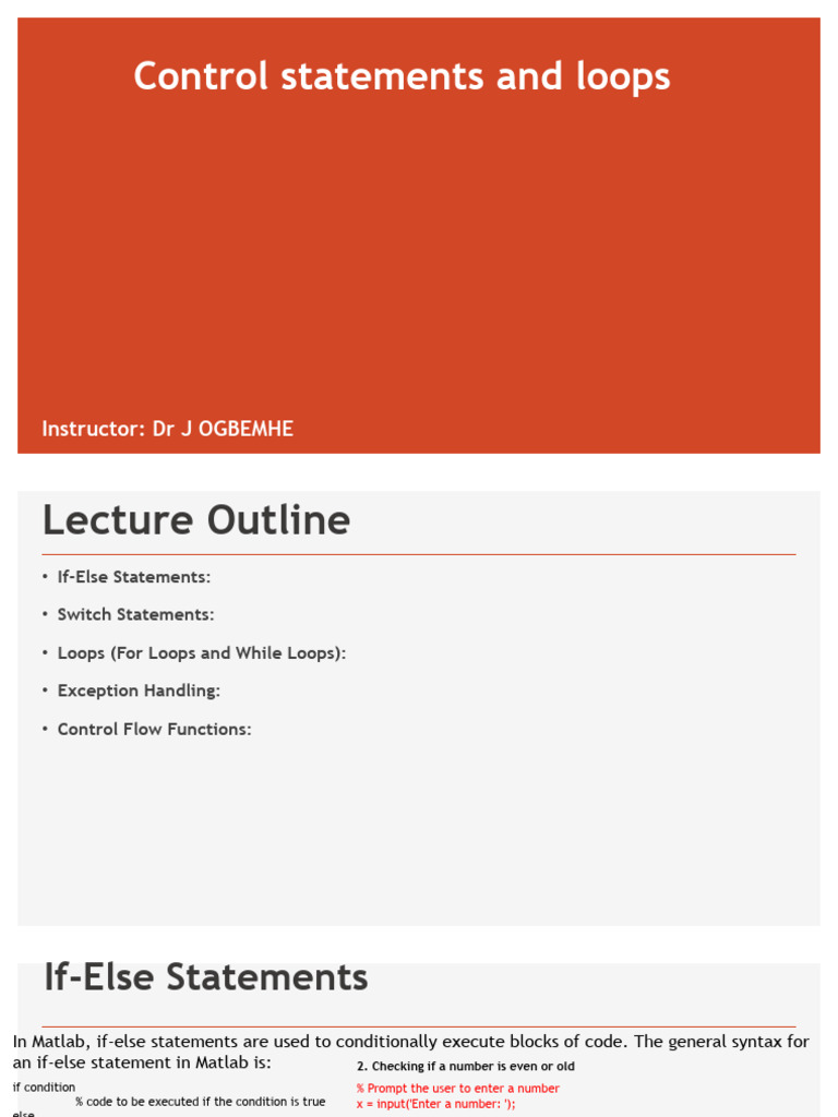 Control Statements and Loops | PDF