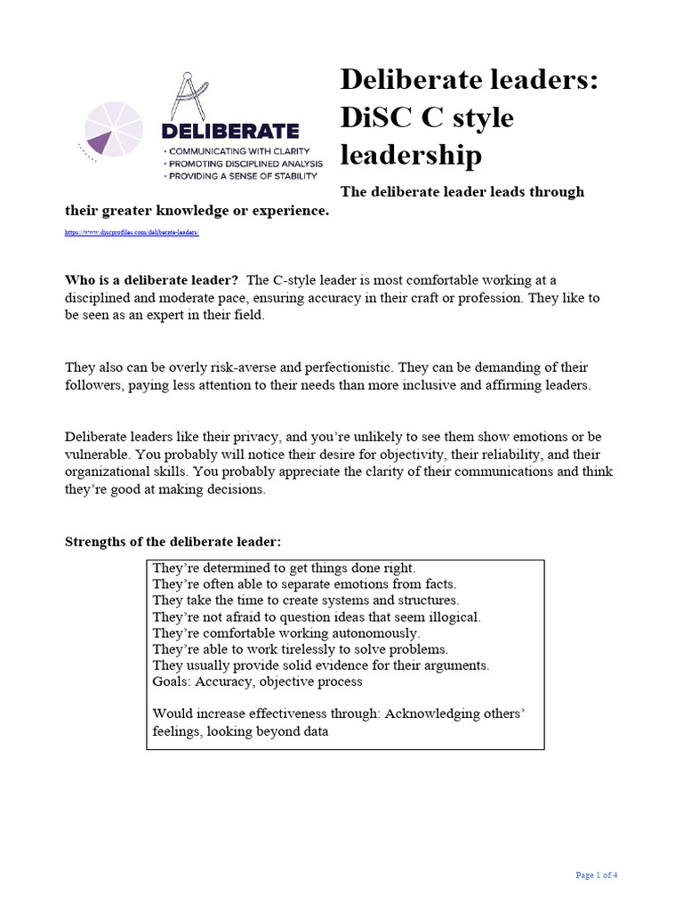 Deliberate Leadership | PDF