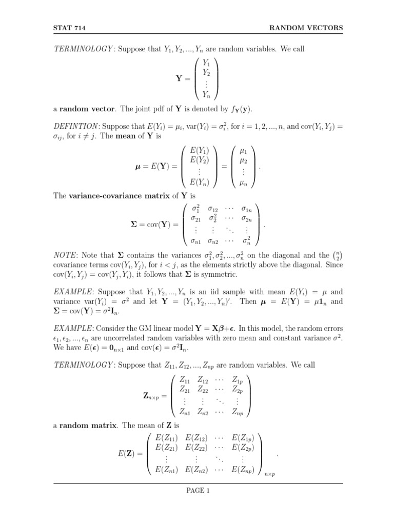 Advanced Random Vectors Concepts | PDF | Applied Mathematics | Linear Algebra