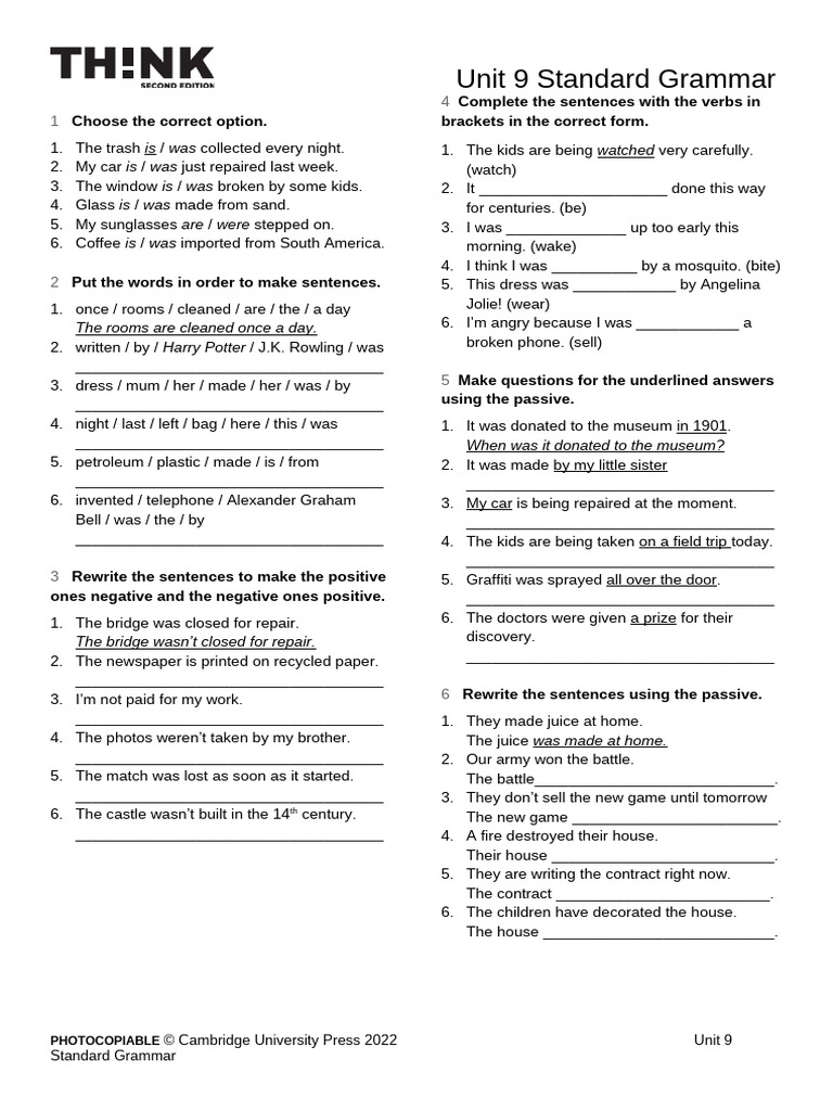 Thk2e BrE L2 Grammar Standard Unit 9 | PDF
