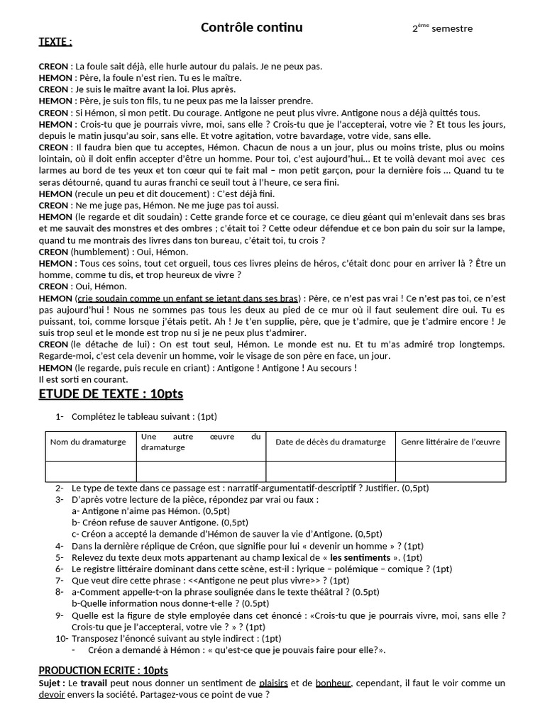 Contrôle Continu 2ème Semestre 2 - 101453 | PDF